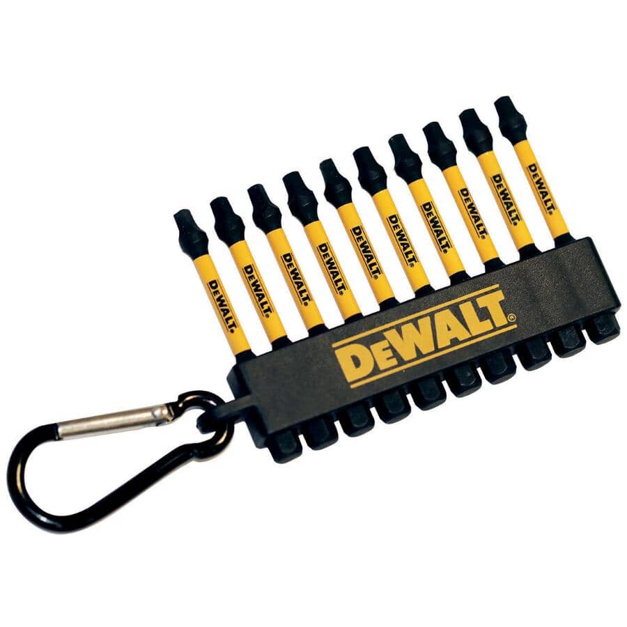 DEWALT 2" FlexTorq Impact Rated Square Power Bits with Carabiner Clip ...