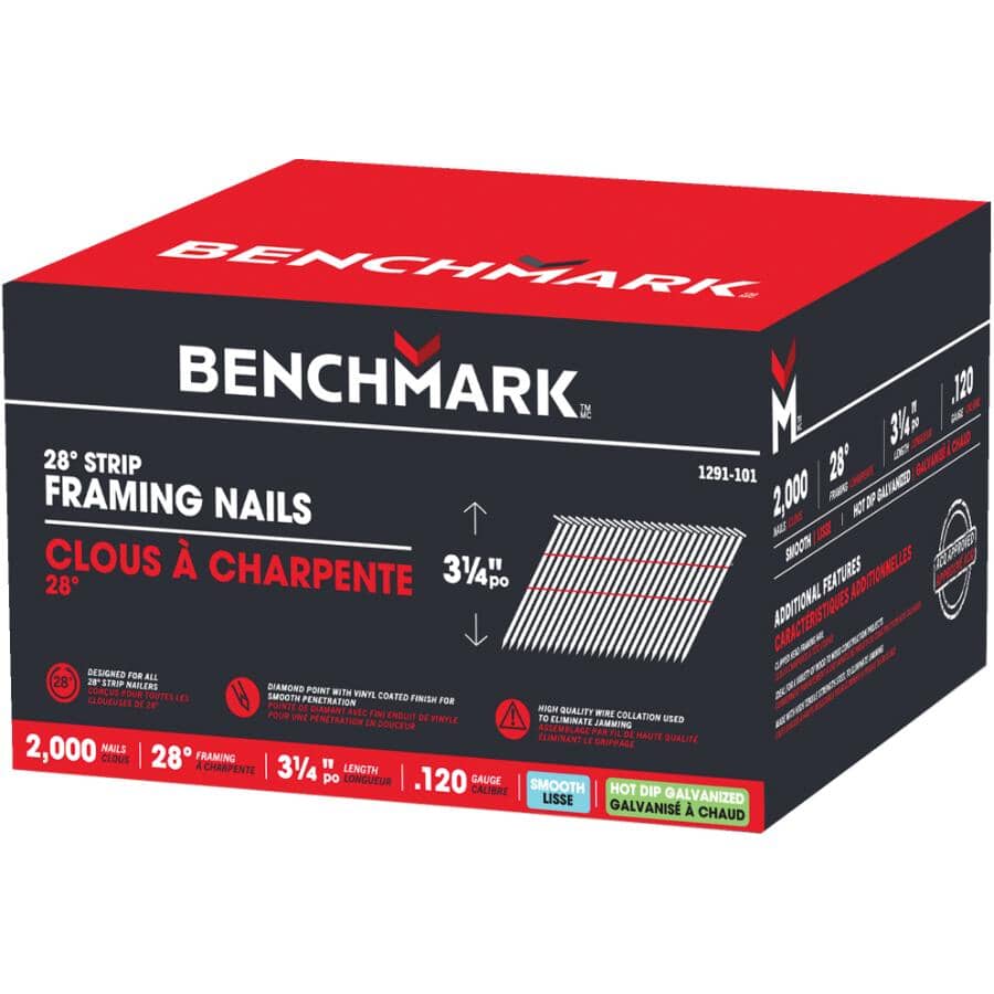 BENCHMARK 3-1/4" 0.120 Gauge HDG Strip Framing Nails | Home Hardware