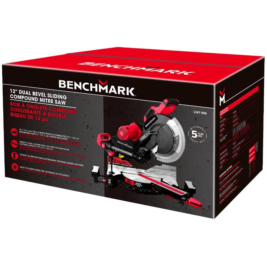 BENCHMARK 12" Dual Bevel Sliding Compound Mitre Saw | Home Hardware