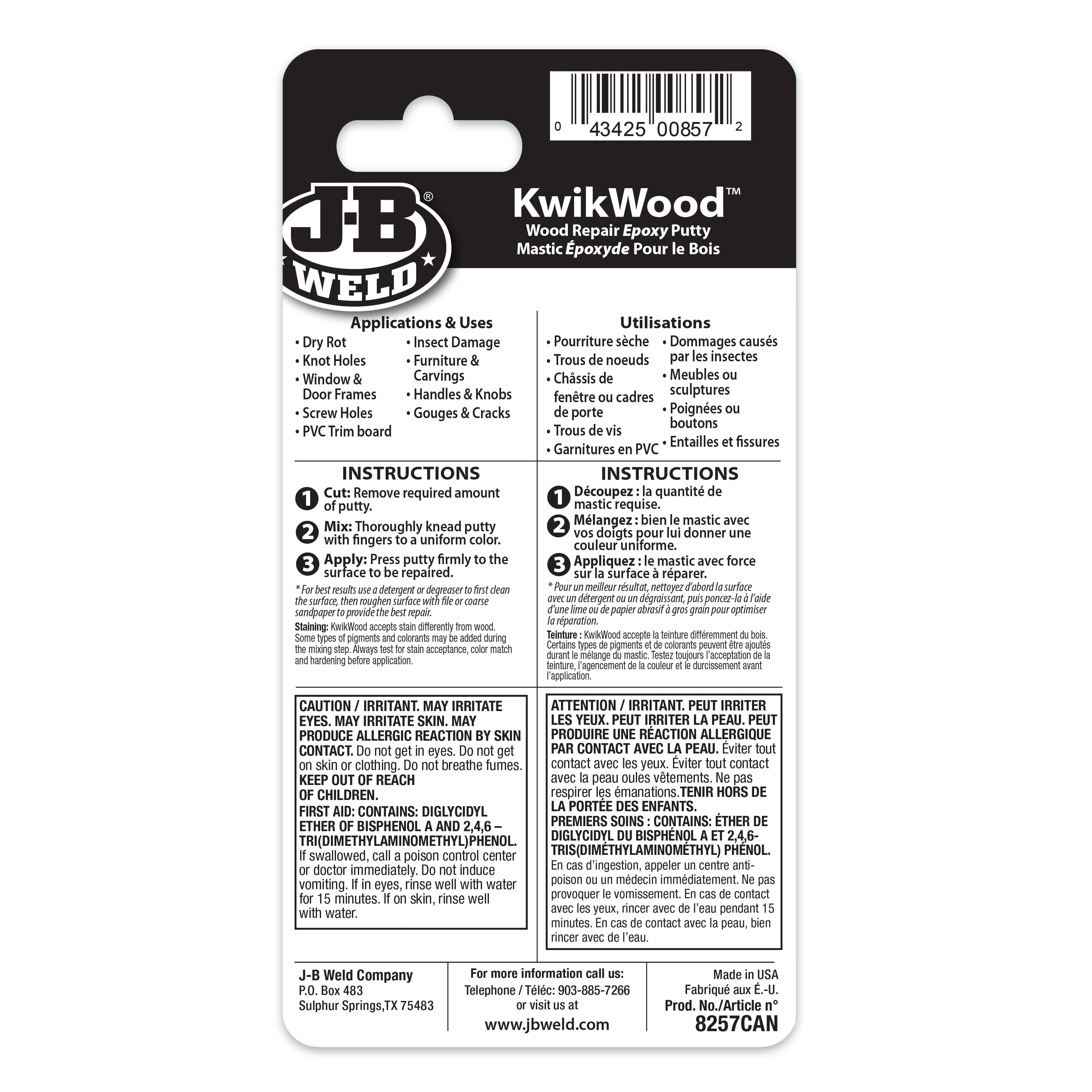 J-B WELD KwikWood Wood Repair Epoxy Putty | Home Hardware