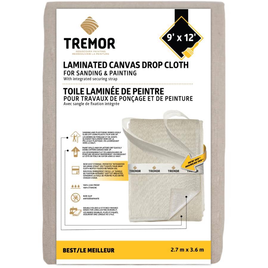 TREMOR Laminated Canvas Drop Cloth with Integrated Securing Strap ...