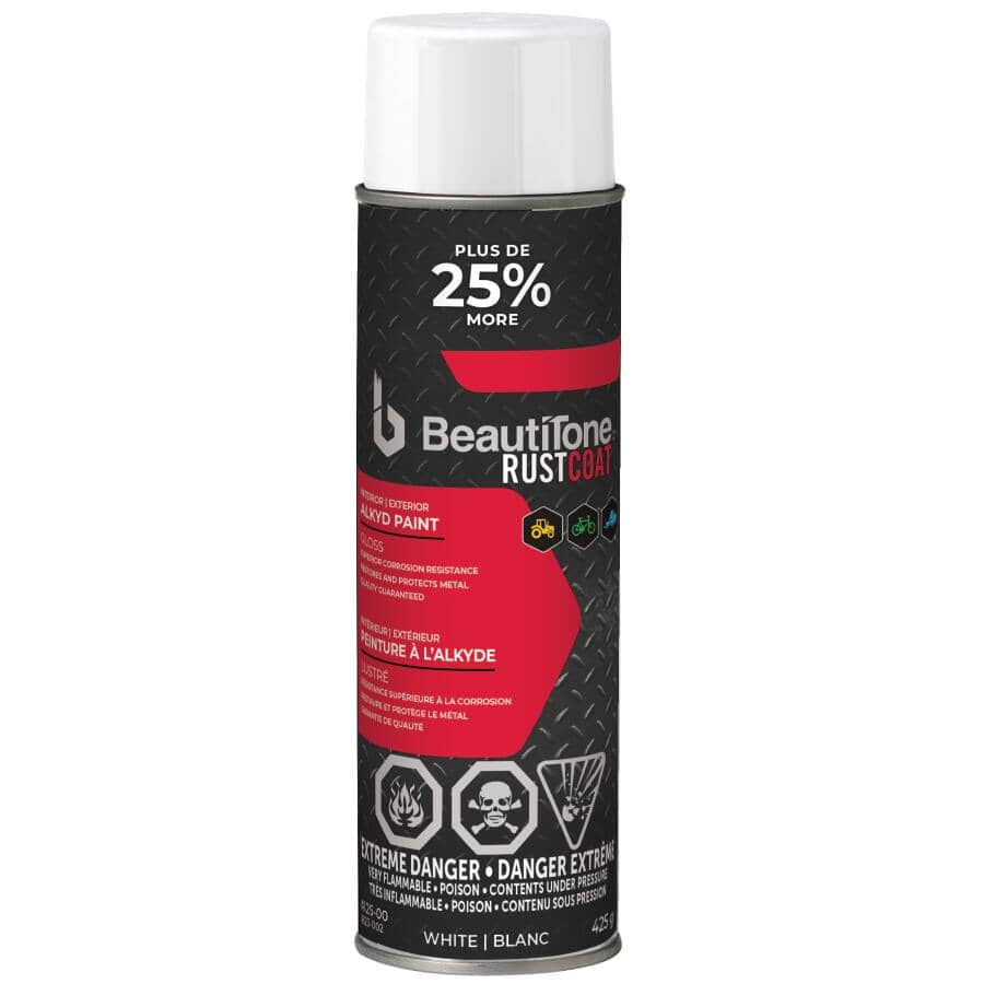BEAUTITONE RUST COAT Alkyde Rust Paint Spray – Gloss White, Plus 25% ...