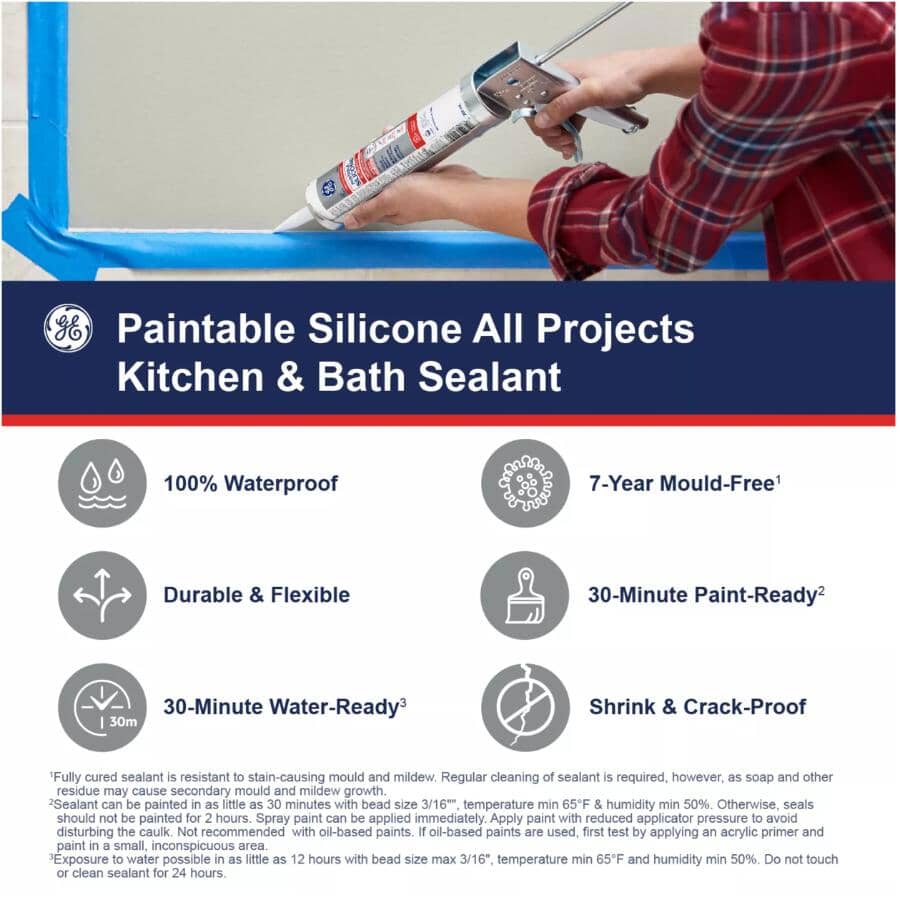 GE Paintable Kitchen & Bath Silicone Sealant | Home Hardware