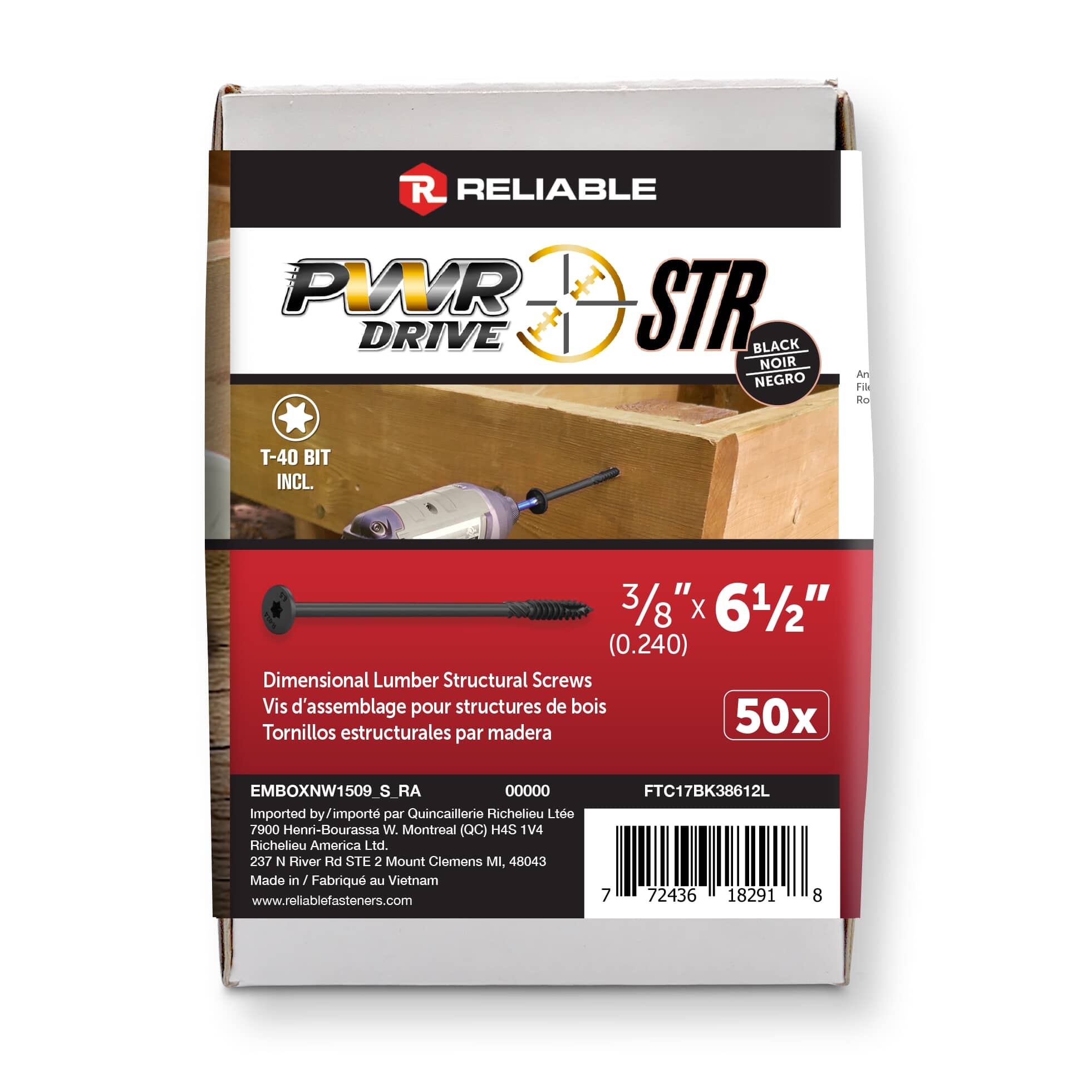 RELIABLE FASTENERS 3/8" x 6-1/2" T17 Star Drive Structural Wood Screws ...