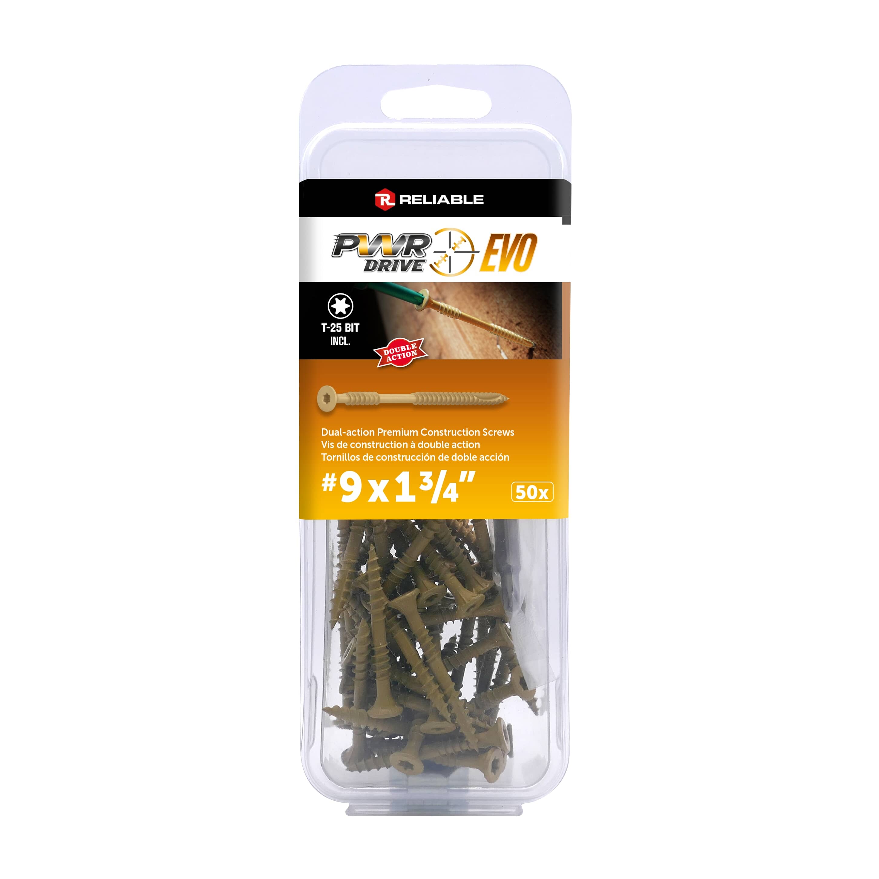 RELIABLE FASTENERS #9 x 1-3/4" EVO Star Drive Structural Wood Screws ...