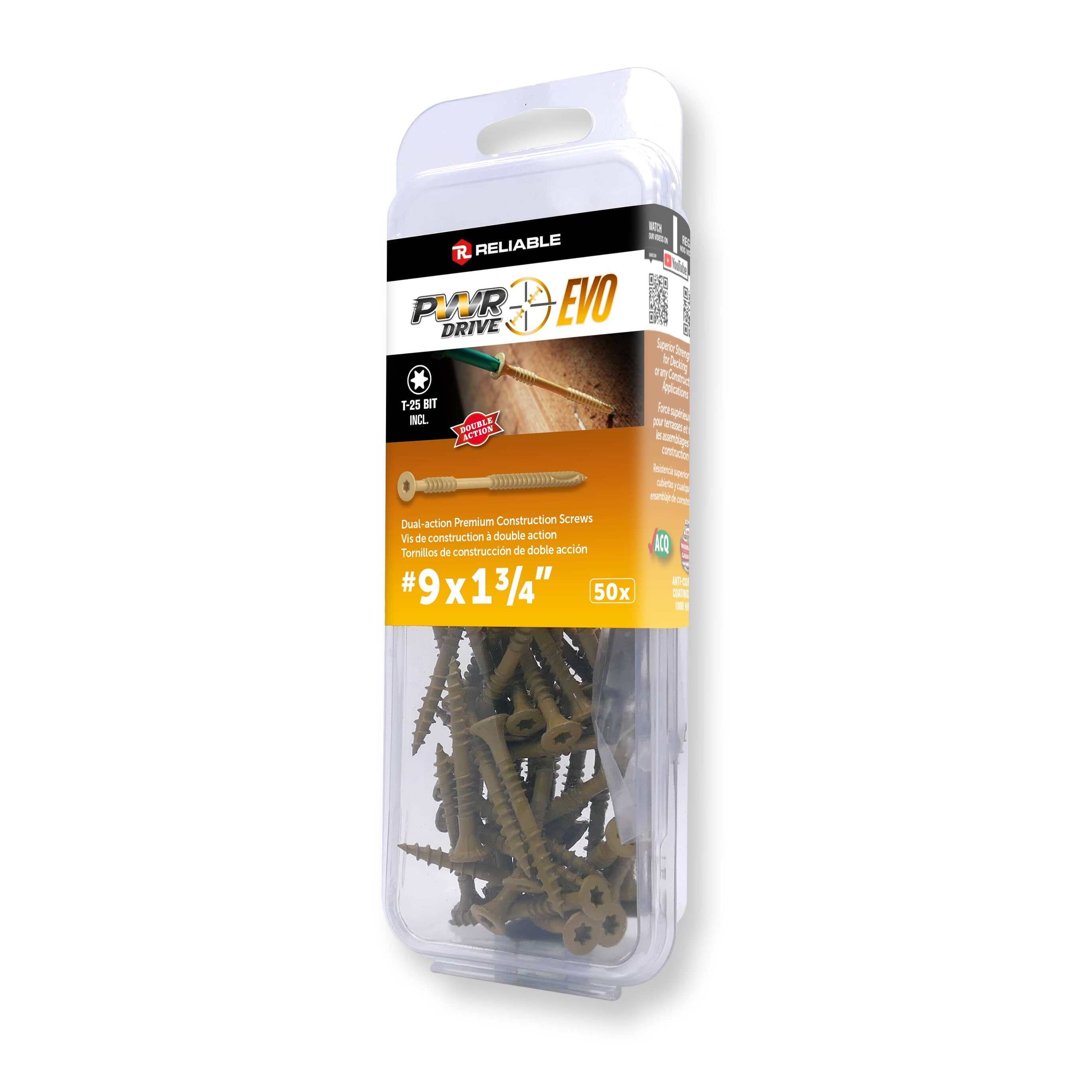 RELIABLE FASTENERS #9 x 1-3/4" EVO Star Drive Structural Wood Screws ...