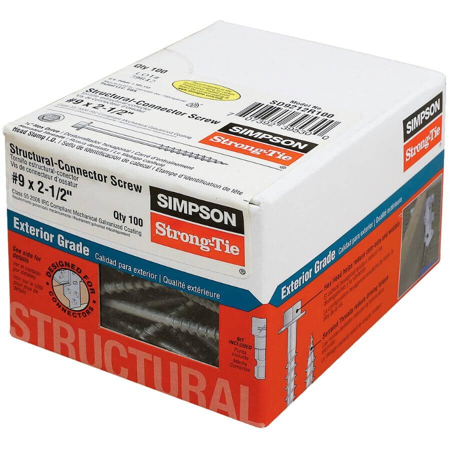 SIMPSON STRONG-TIE 100 Pack 2-1/2" #9 Connector Screws | Home Hardware