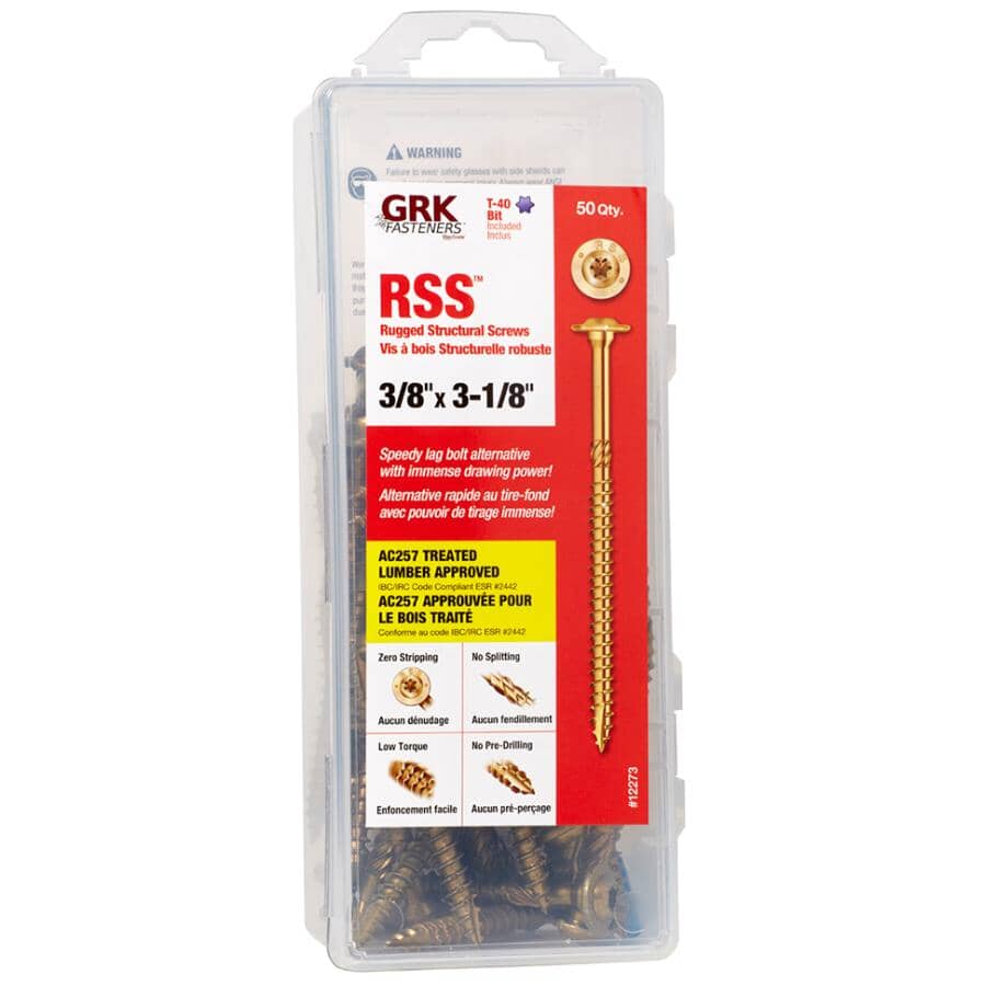 GRK FASTENERS 3/8" x 3-1/8" RSS Star Drive Structural Wood Screws ...