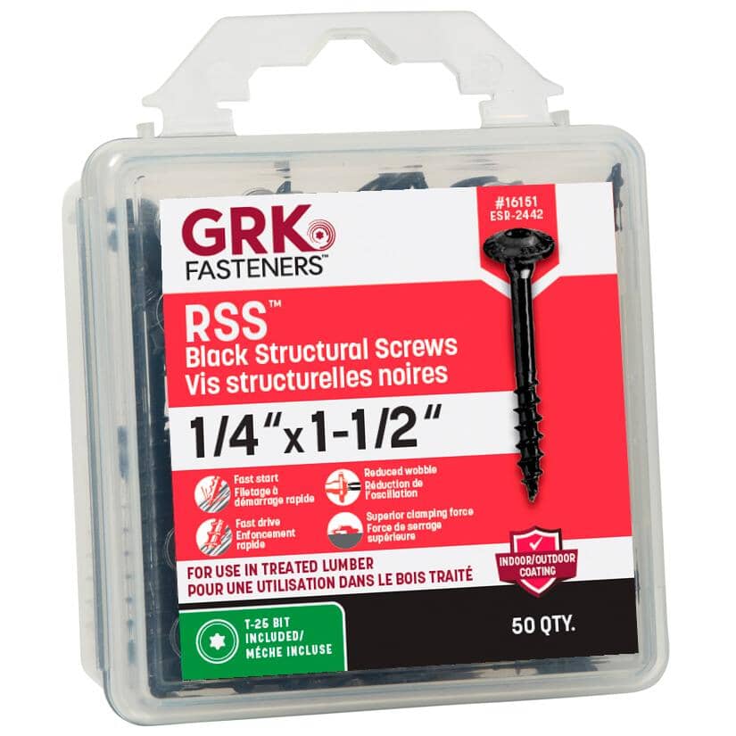 GRK FASTENERS 1/4" x 1-1/2" RSS Star Drive Structural Wood Screws ...
