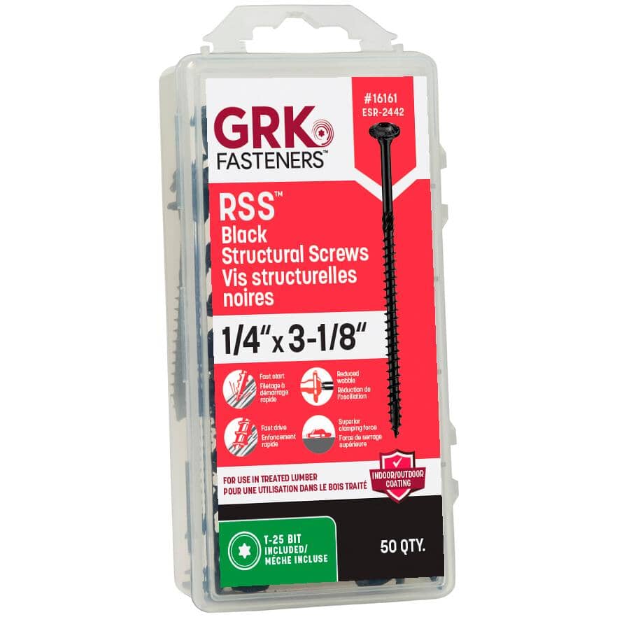 GRK FASTENERS 1/4" x 3-1/8" RSS Star Drive Structural Wood Screws ...