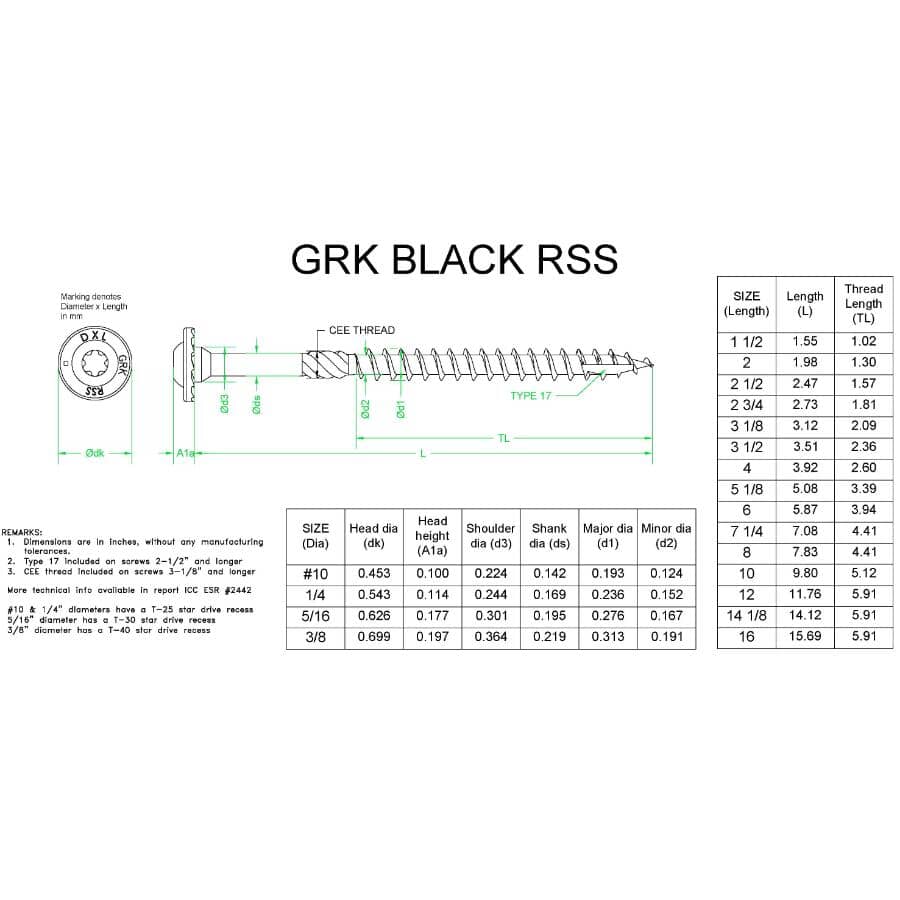 GRK FASTENERS 5/16" x 2-1/2" RSS Star Drive Structural Wood Screws | Home Hardware