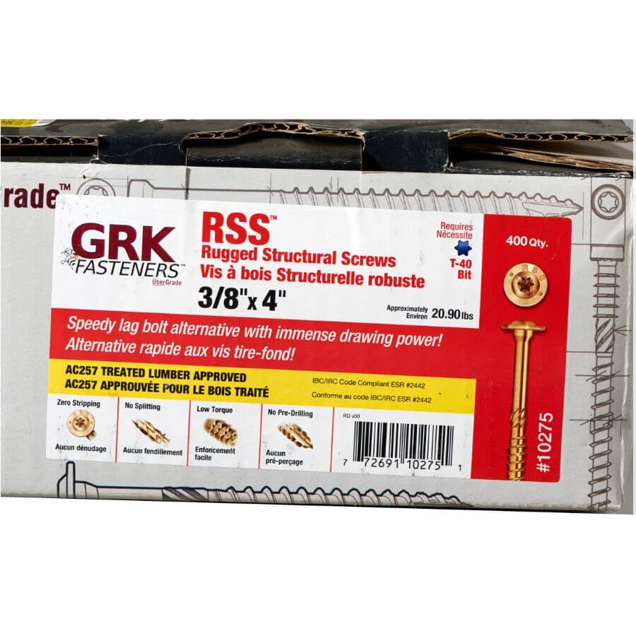 GRK FASTENERS 3/8" x 4" RSS Climatek Star Drive Structural Screws ...