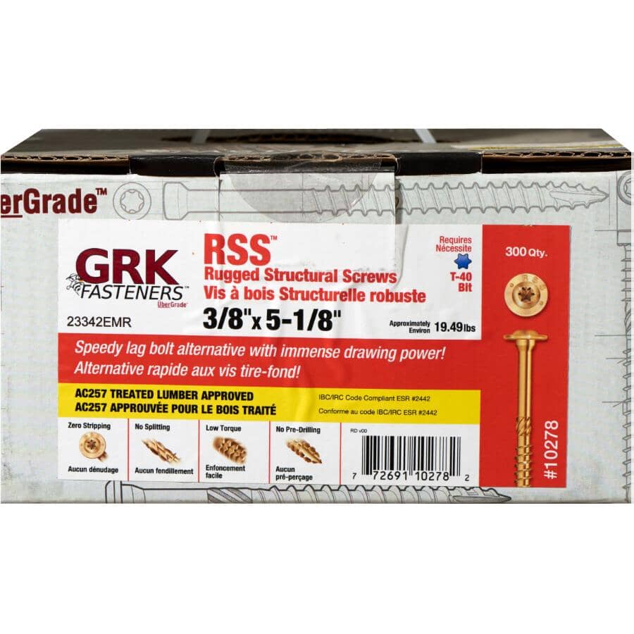 GRK FASTENERS 3/8" x 5-1/8" RSS Climatek Star Drive Structural Screws ...
