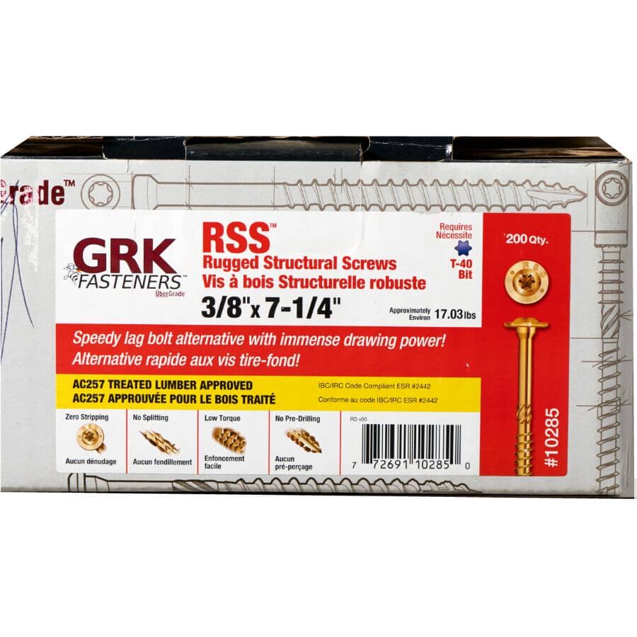 GRK FASTENERS 3/8" x 7-1/4" RSS Climatek Star Drive Structural Screws ...