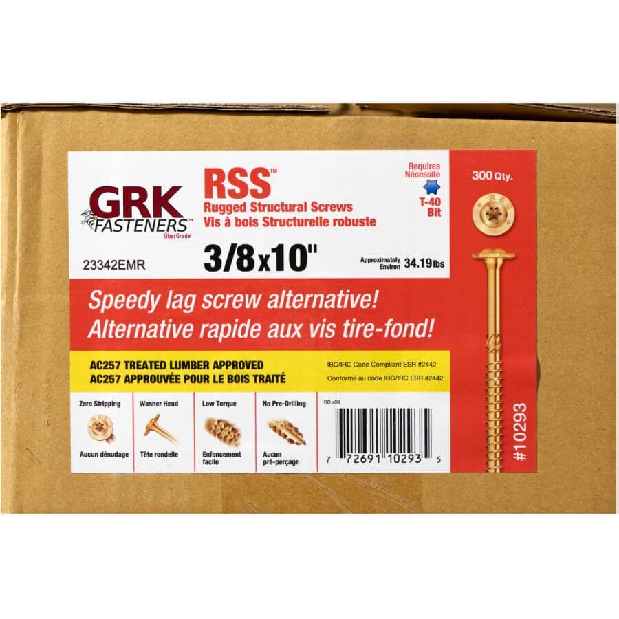 GRK FASTENERS 3/8" x 10" RSS Climatek Star Drive Structural Screws ...