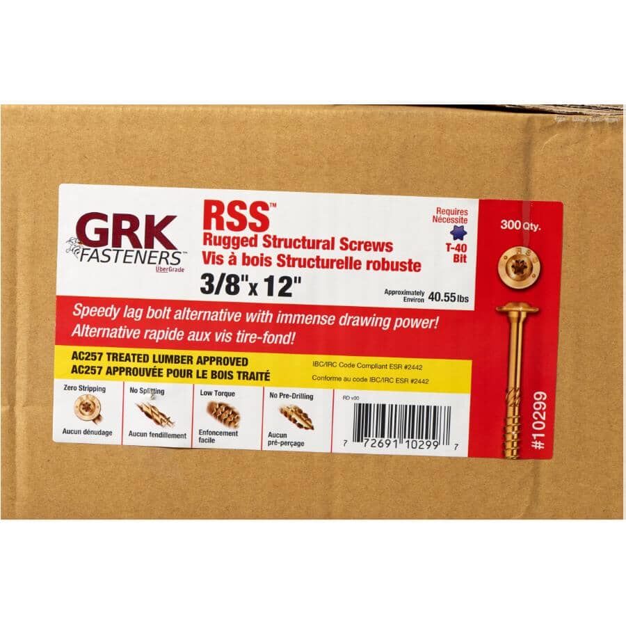 GRK FASTENERS 3/8" x 12" RSS Climatek Star Drive Structural Screws ...