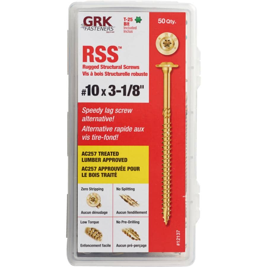 GRK FASTENERS #10 x 3-1/8" Star-Drive Round-Head Rugged Structural ...
