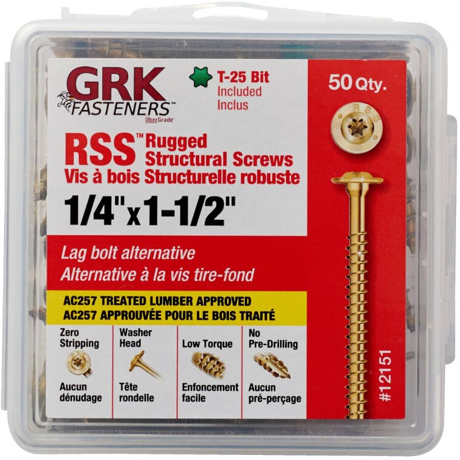 GRK FASTENERS 1/4 x 1-1/2" RSS Climatek Star Drive Structural Screws ...