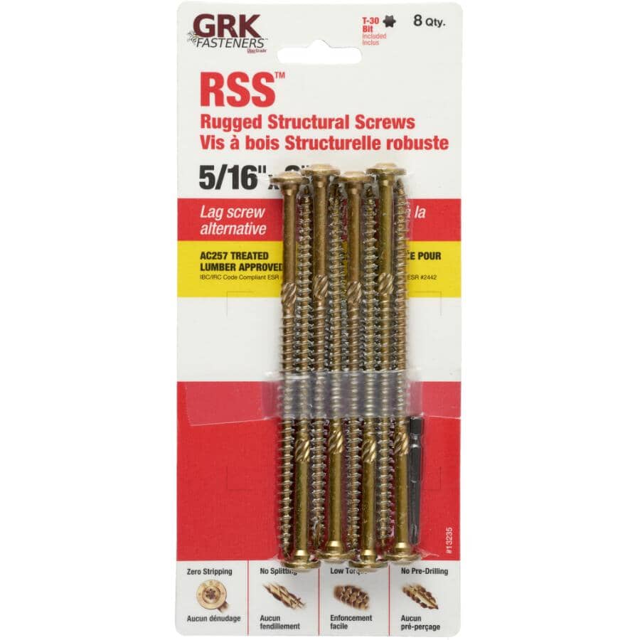 Grk Fasteners 8 Pack 5/16"x6" RSS Climatek Star Drive Structural Screws ...