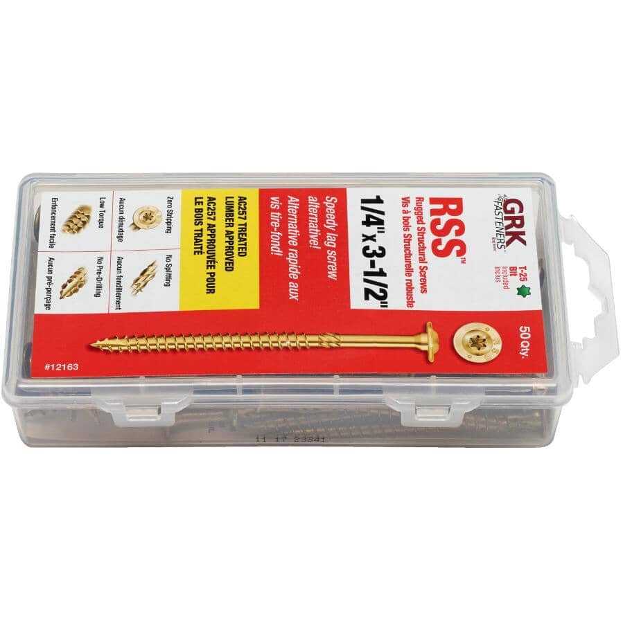 GRK FASTENERS 1/4" x 3-1/2" RSS Climatek Star Drive Structural Wood ...