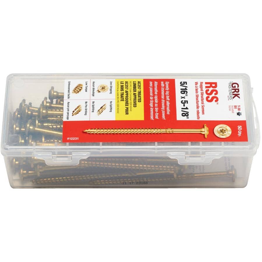 GRK FASTENERS 5/16" x 5-1/8" RSS Climatek Star Drive Structural Wood ...