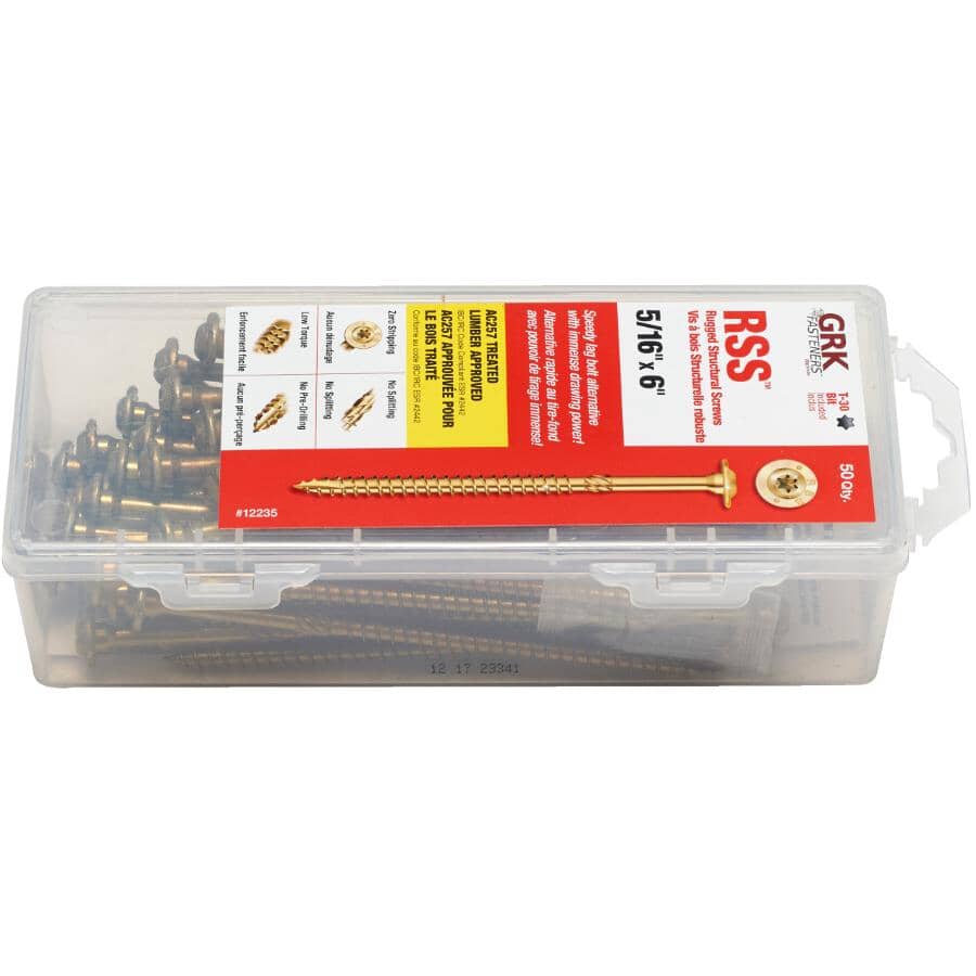 GRK FASTENERS 5/16" x 6" RSS Climatek Star Drive Structural Wood Screws ...