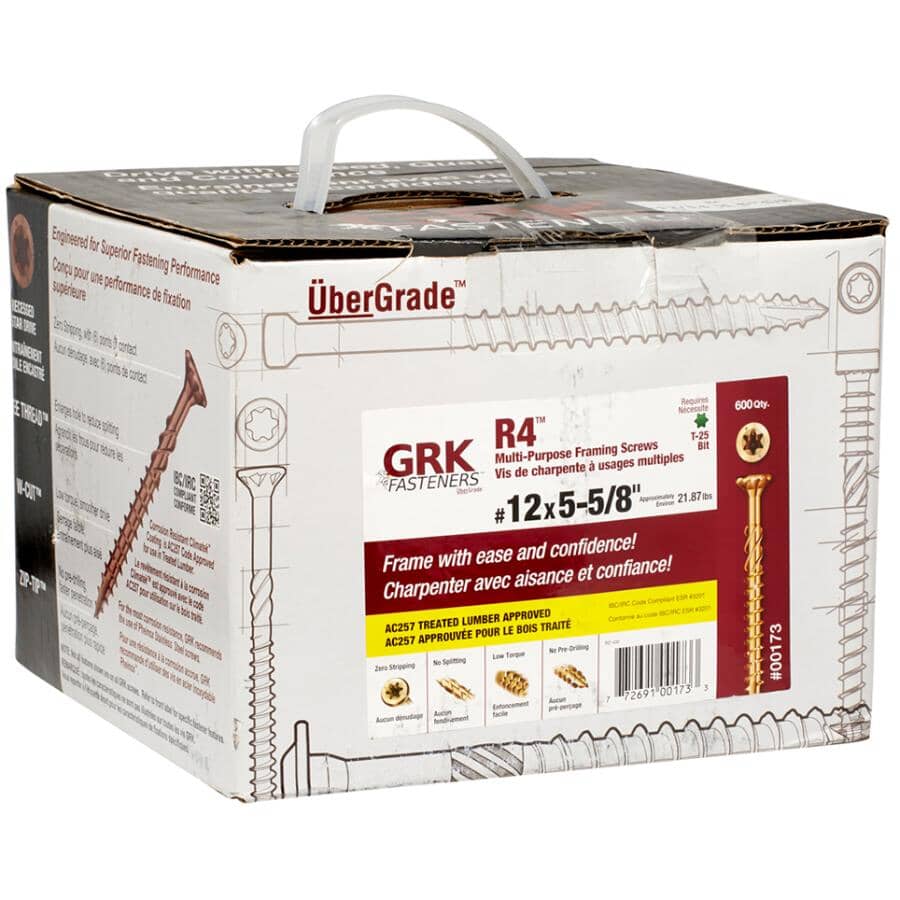 GRK FASTENERS #12/14 x5-5/8" Climatek Star Drive R4 Structural Wood ...