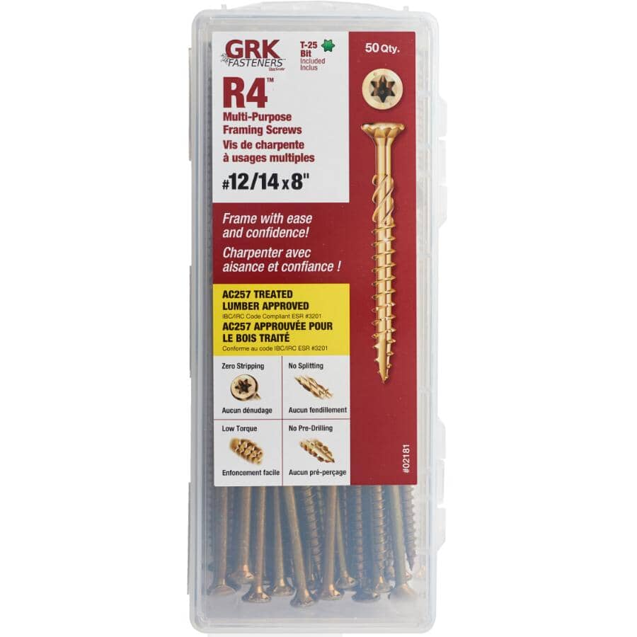 GRK FASTENERS #12/14 x 8" Climatek Star Drive R4 Structural Wood Screws ...