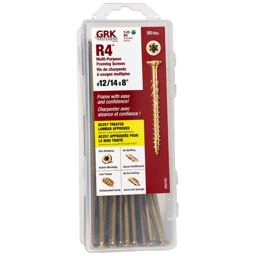 GRK FASTENERS #12/14 x 8" Climatek Star Drive R4 Structural Wood Screws ...