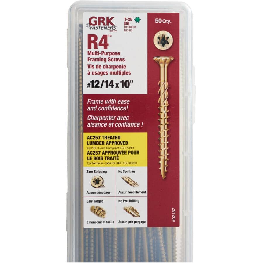 GRK FASTENERS #12/14 x 10" Climatek Star Drive R4 Structural Wood ...