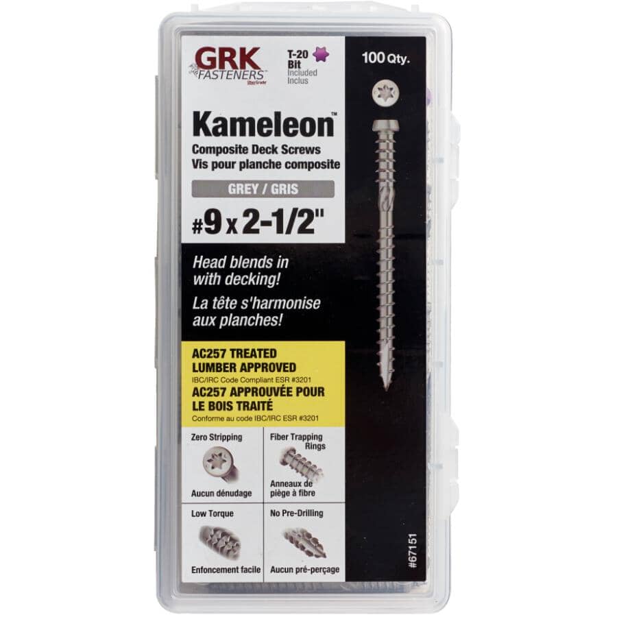 GRK FASTENERS #9 x 2-1/2" Climatek Star Drive Kameleon Grey Composite ...