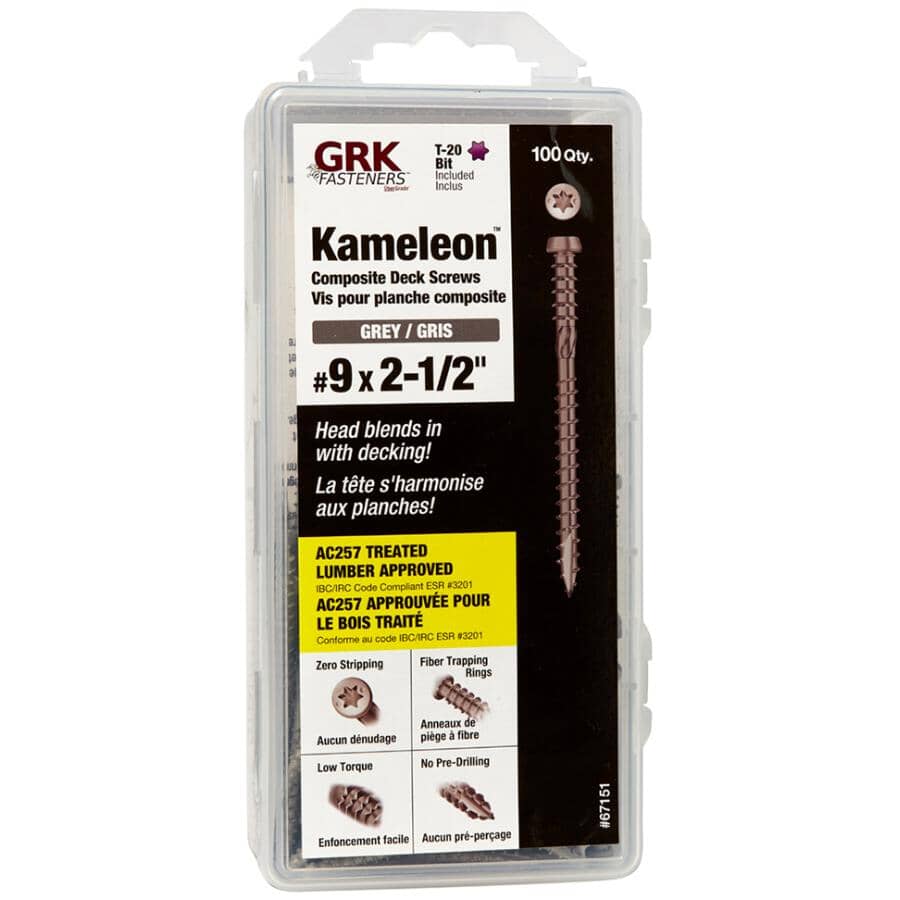 GRK FASTENERS #9 x 2-1/2" Climatek Star Drive Kameleon Grey Composite ...