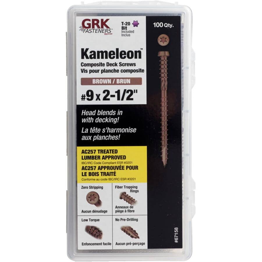 GRK FASTENERS #9 x 2-1/2" Climatek Star Drive Kameleon Brown Composite ...