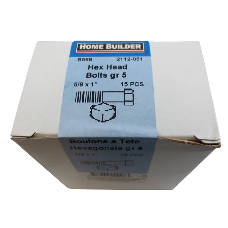 HOME BUILDER 5/8 x 1" #5 Zinc Plated Hex Bolt | Home Hardware