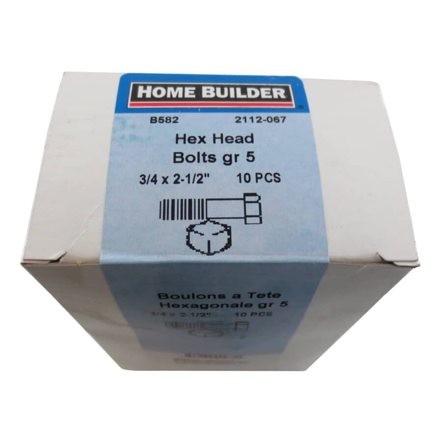 HOME BUILDER 3/4" x 2-1/2" #5 Zinc Plated Coarse Hex Bolt | Home Hardware