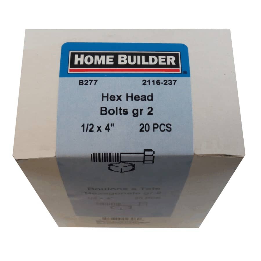 HOME BUILDER 1/2" x 4" #2 Zinc Plated Coarse Hex Bolt | Home Hardware