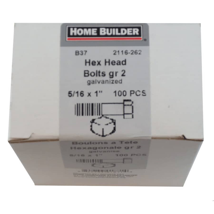 HOME BUILDER 5/16" x 1" #2 Galvanized Coarse Hex Bolt | Home Hardware