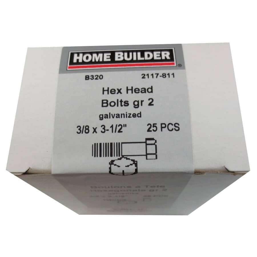 HOME BUILDER 3/8" x 3-1/2" #2 Galvanized Coarse Hex Bolt | Home Hardware