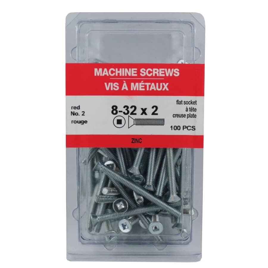 HOME BUILDER 100 Pack #8-32 x 2" Zinc Plated Flat Head Machine Screw ...