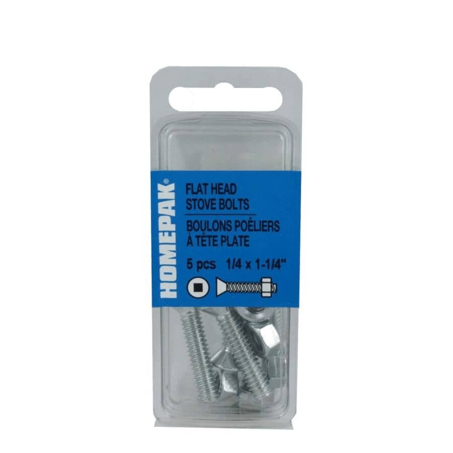 HOME PAK 5 Pack 1/4" x 1-1/4" Zinc Plated Flat Head Machine Screws ...