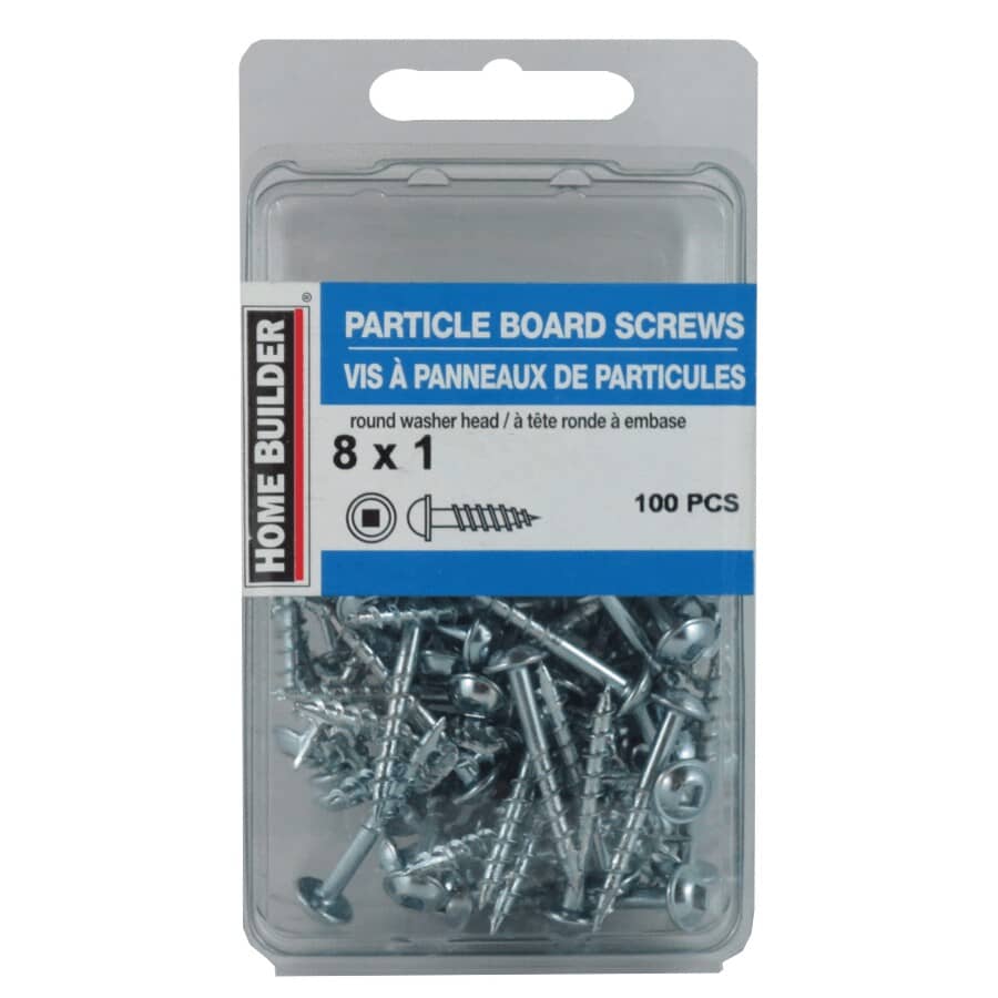 HOME BUILDER 100 Pack #8 x 1" Round Head Zinc Plated Particle Board ...
