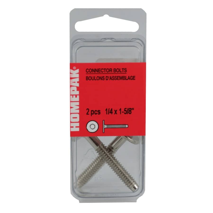 HOME PAK 2 Pack 1/4" x 1-5/8" Nickel Plated Connector Bolts | Home Hardware