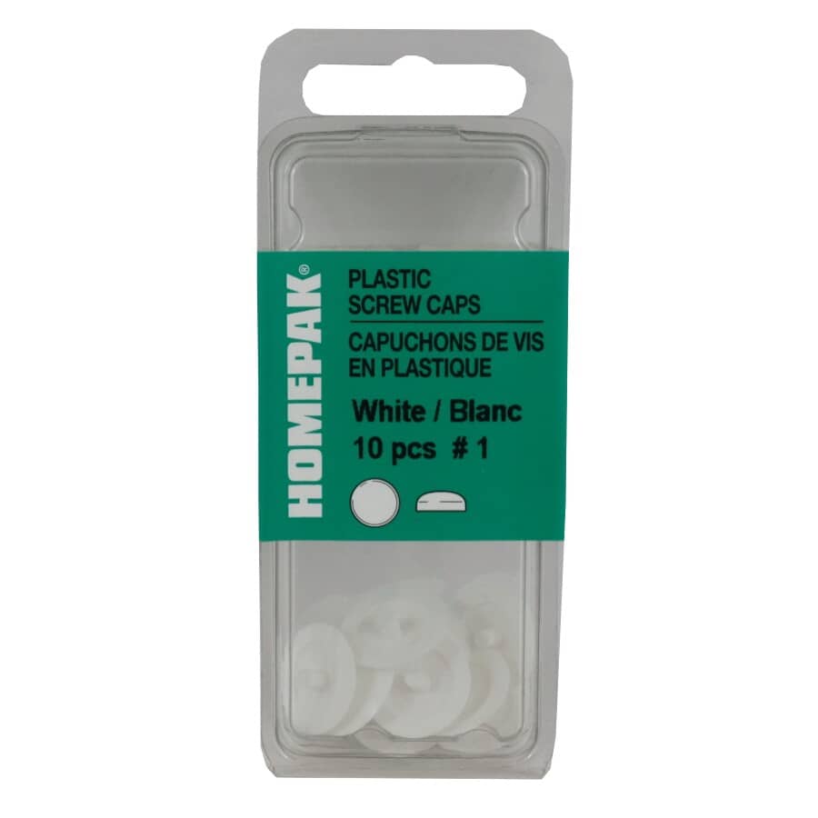 HOME PAK 10 Pack #1 White Plastic Screw Caps | Home Hardware