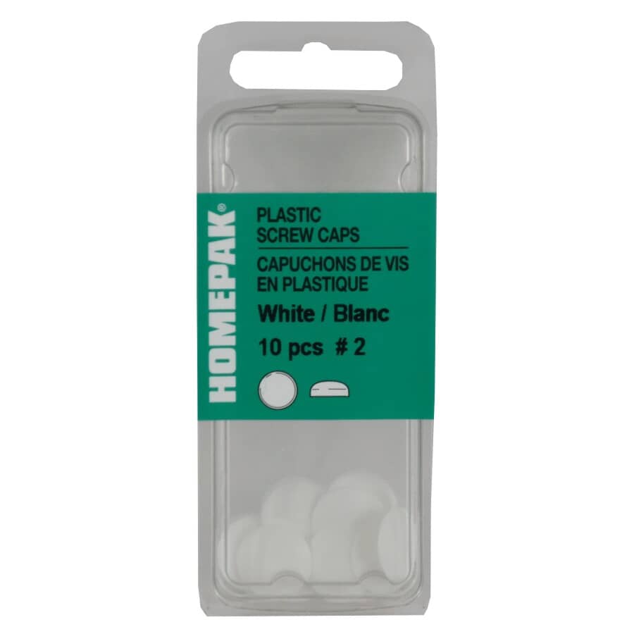 HOME PAK 10 Pack #2 White Plastic Screw Caps | Home Hardware