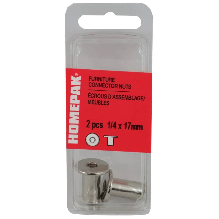 HOME PAK 2 Pack 1/4"-20 x 17mm Nickel Plated Connector Cap Nuts | Home ...