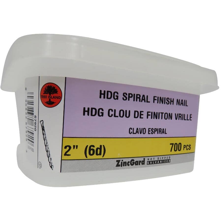 TREE ISLAND 700 Pack 2" Hot Galvanized Ardox Spiral Finishing Nails ...