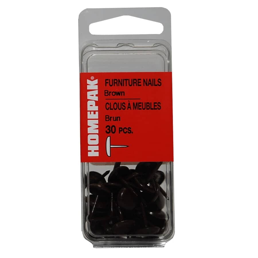 HOME PAK 30 Pack #22 Brown Upholstery Nails | Home Hardware