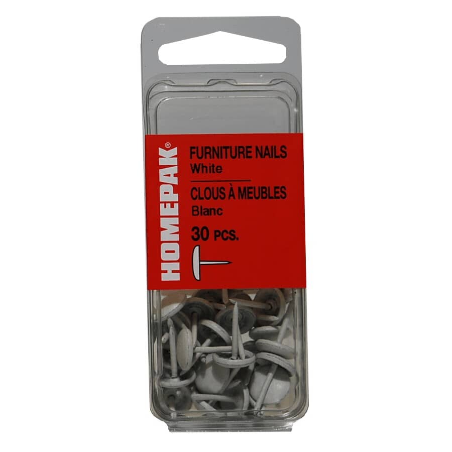 HOME PAK 30 Pack #25 White Upholstery Nails | Home Hardware