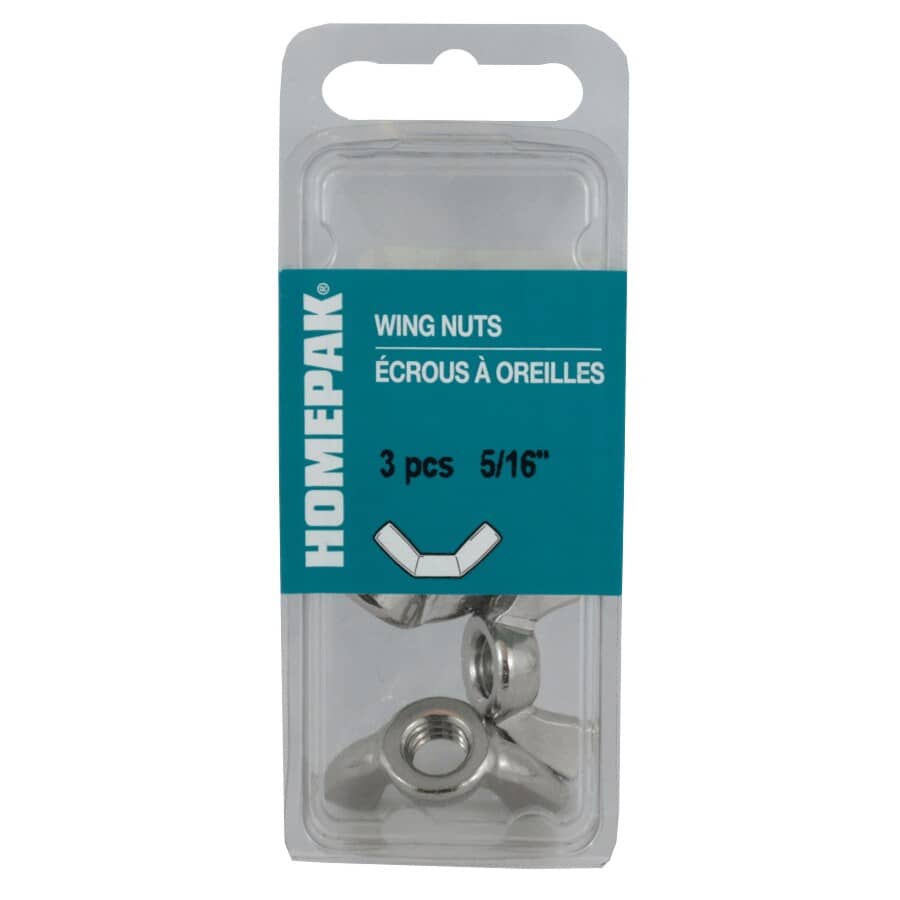 HOME PAK 3 Pack 5/16-18 18.8 Stainless Steel Wing Nuts | Home Hardware