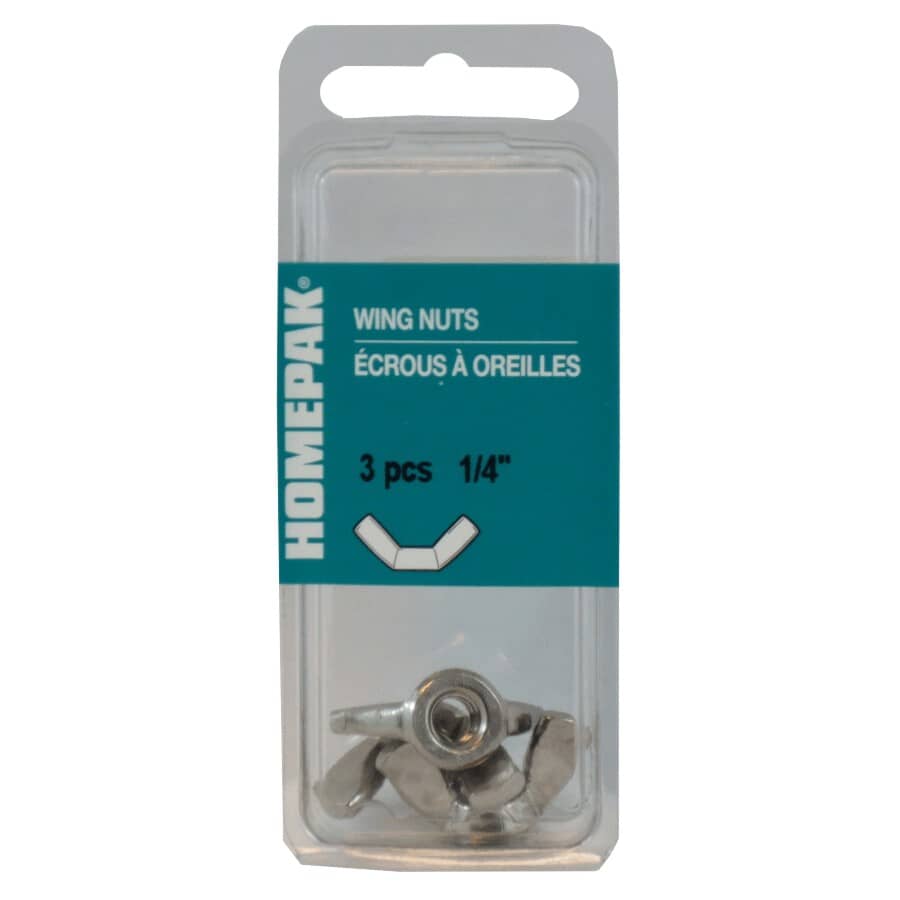 HOME PAK 3 Pack 1/4-20 18.8 Stainless Steel Wing Nuts | Home Hardware